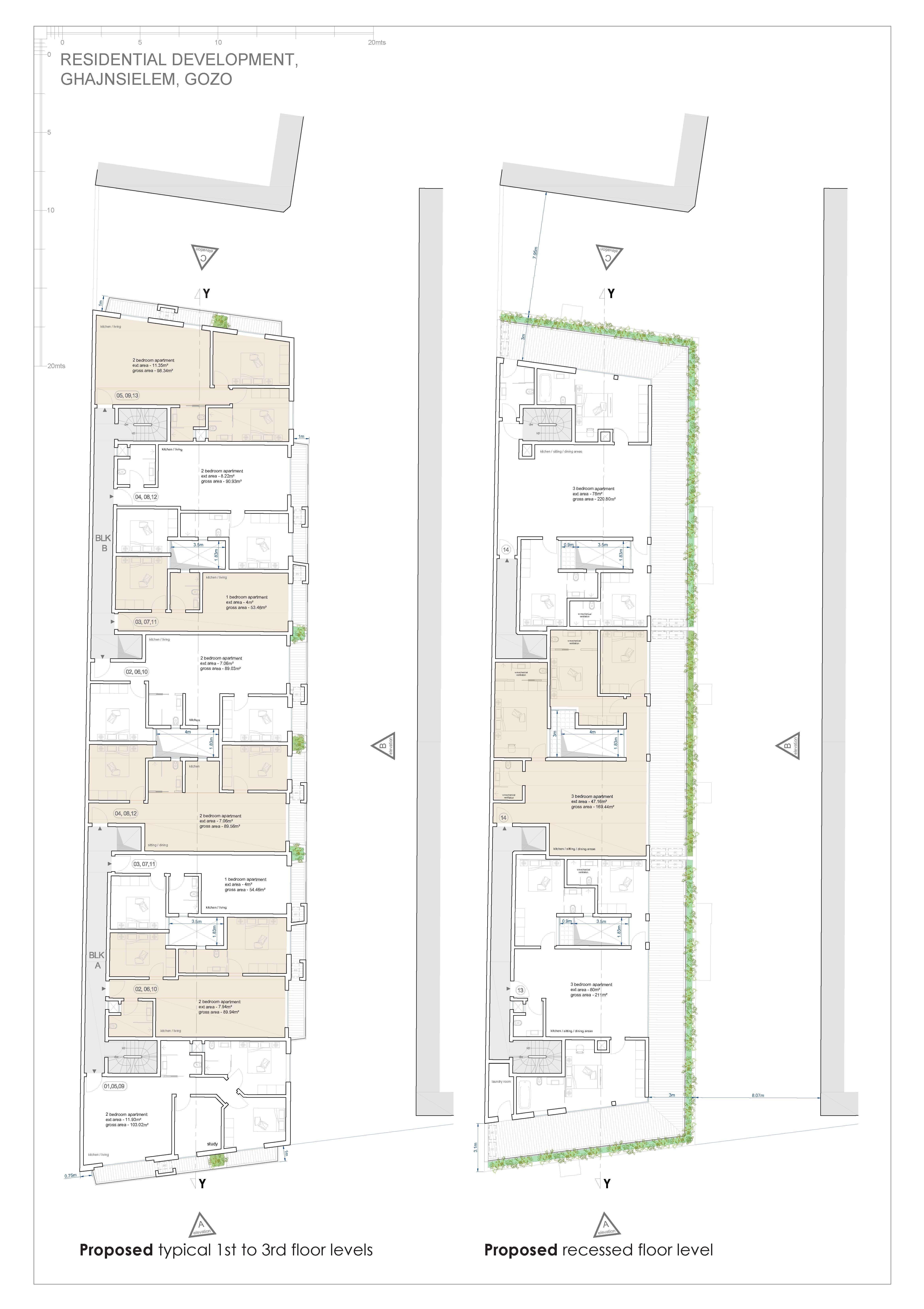 Dwg 02 – Proposed Typical & Recessed floor levels – Better Homes Gozo
