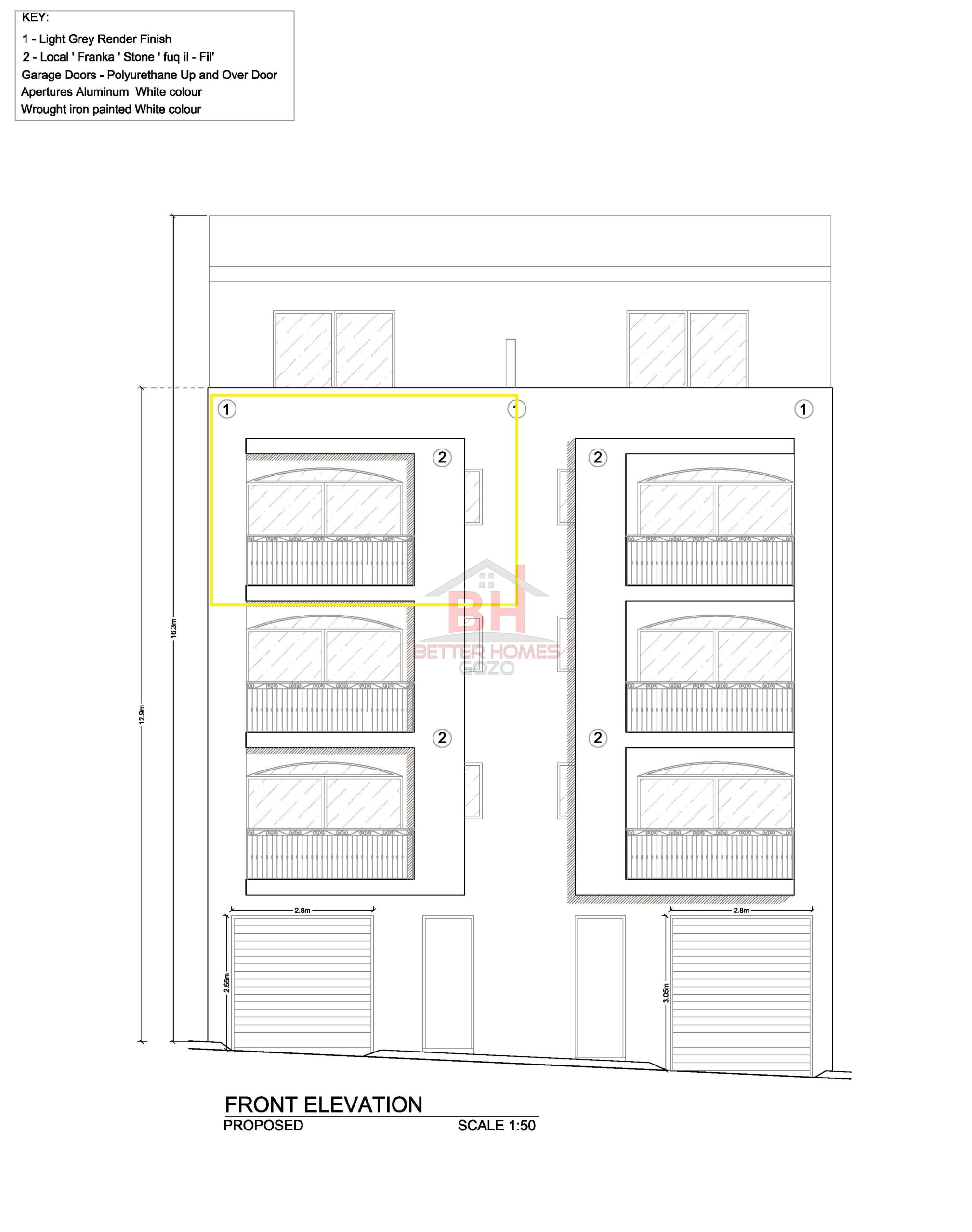 Elevation plan – Better Homes Gozo